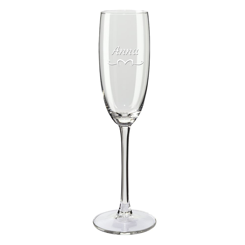 Champagneglas met naam gegraveerd