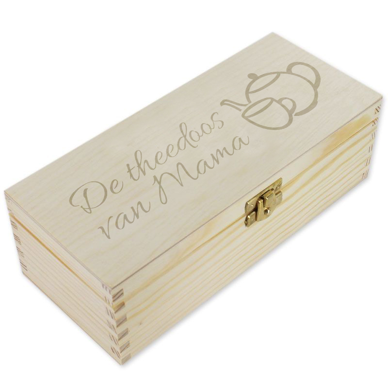 Gepersonaliseerd houten theedoos 3 vakken